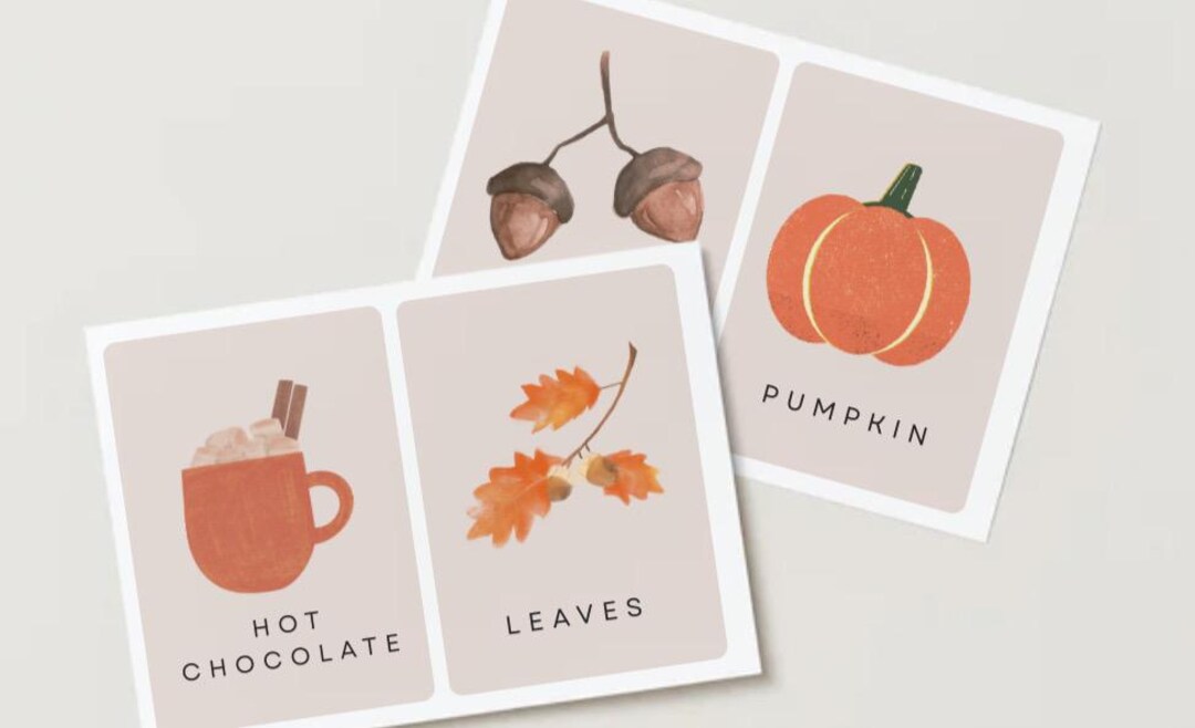 Autumn Fall Flash Cards: Early Learning Resources (digital Downloadable ...