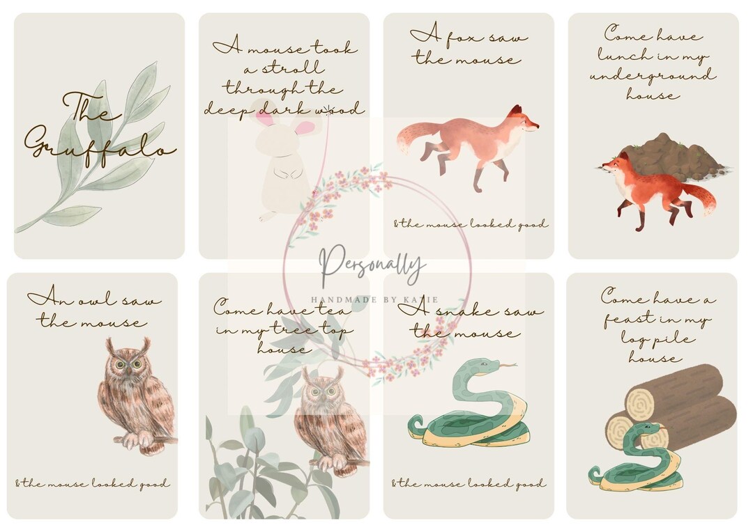 The Gruffalo Story Flash Cards: Early Years Learning - Etsy UK