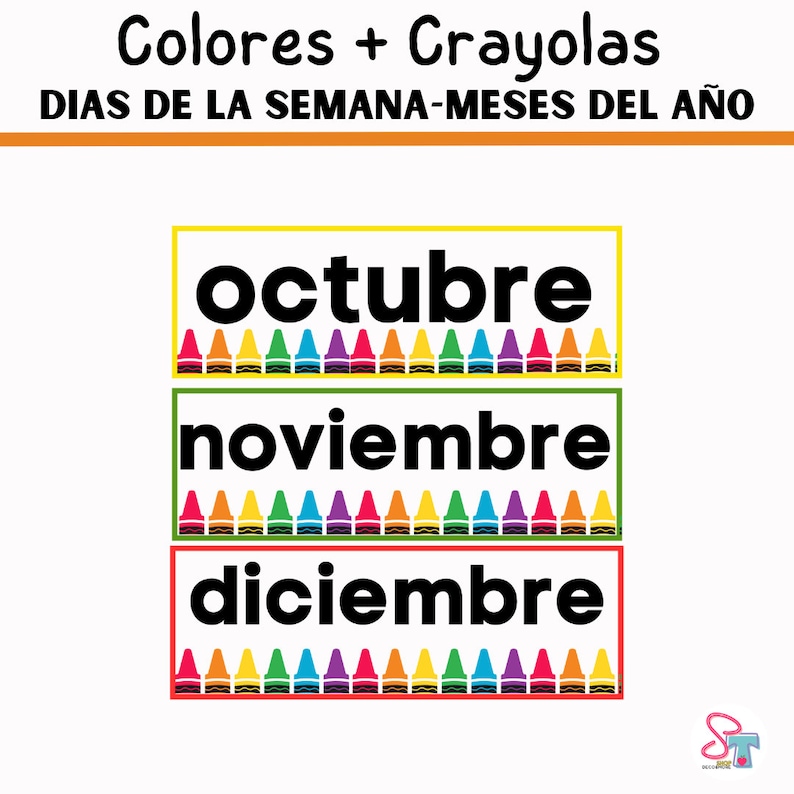 Dias de la semana y meses del año Colores + Crayolas - Etsy México