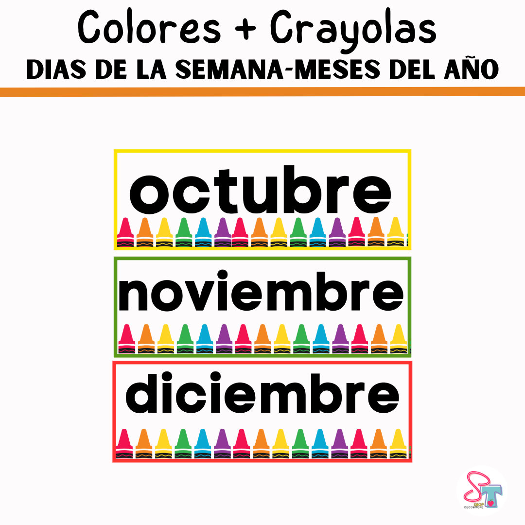 Dias de la semana y meses del año Colores + Crayolas - Etsy México