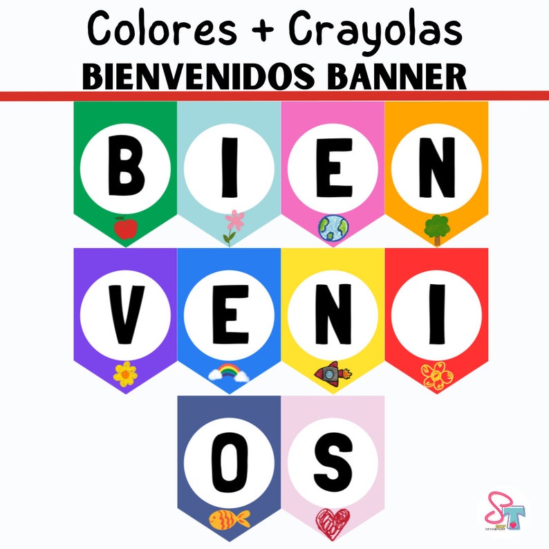 Welcome Banner Colors Crayons - Etsy