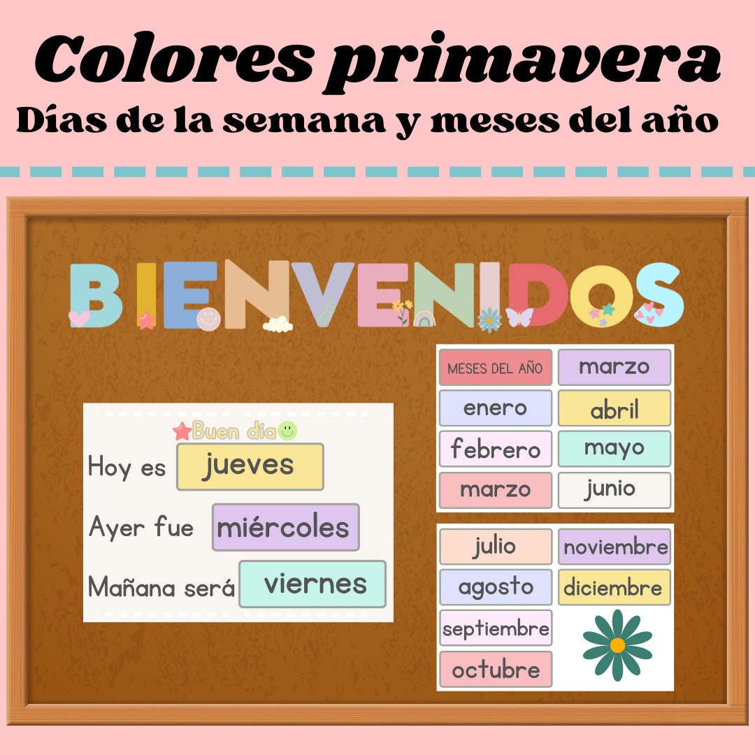 Days of the Week and Months in Spanish - Etsy