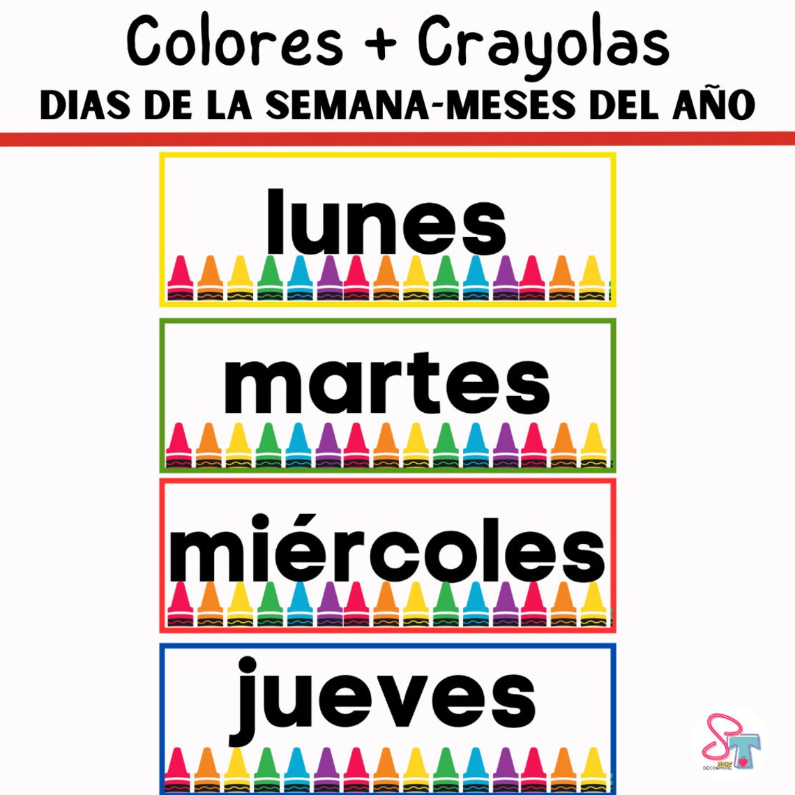 Dias de la semana y meses del año Colores + Crayolas - Etsy México