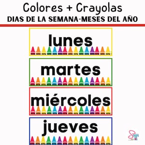 Dias de la semana y meses del año Colores + Crayolas - Etsy México