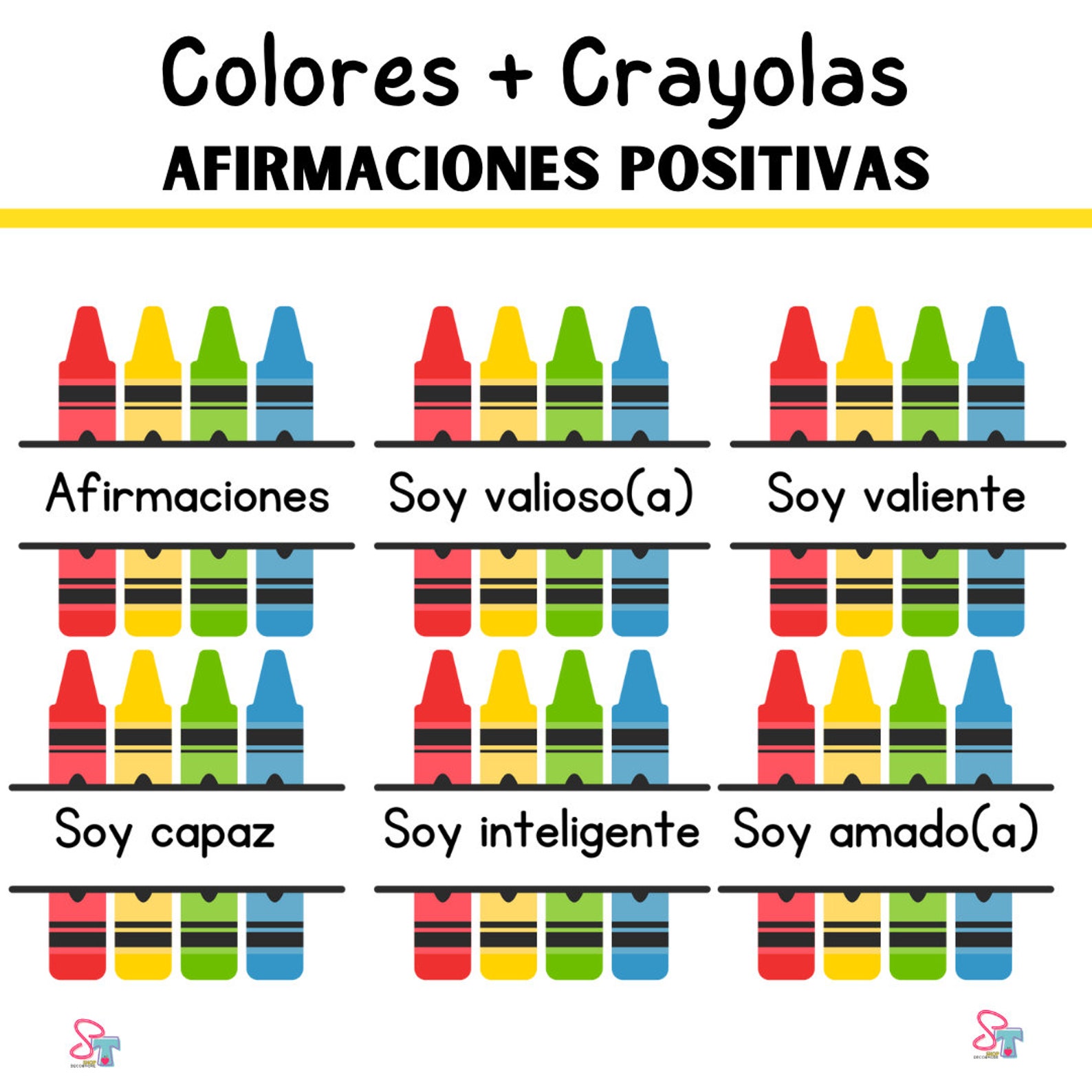 Positive Affirmations in Spanish Crayola - Etsy