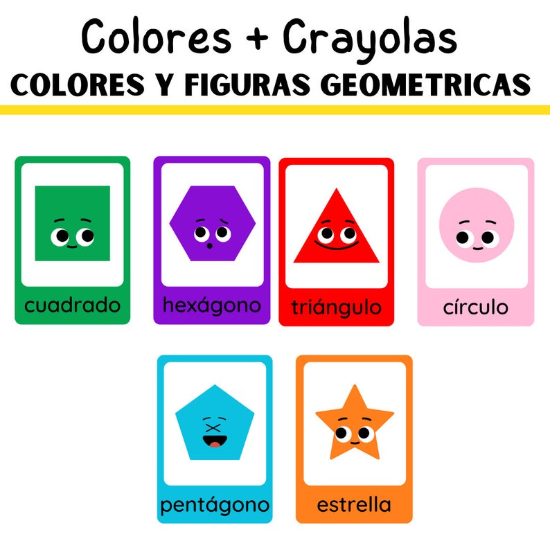Colors and Geometric Figures in Spanish - Etsy