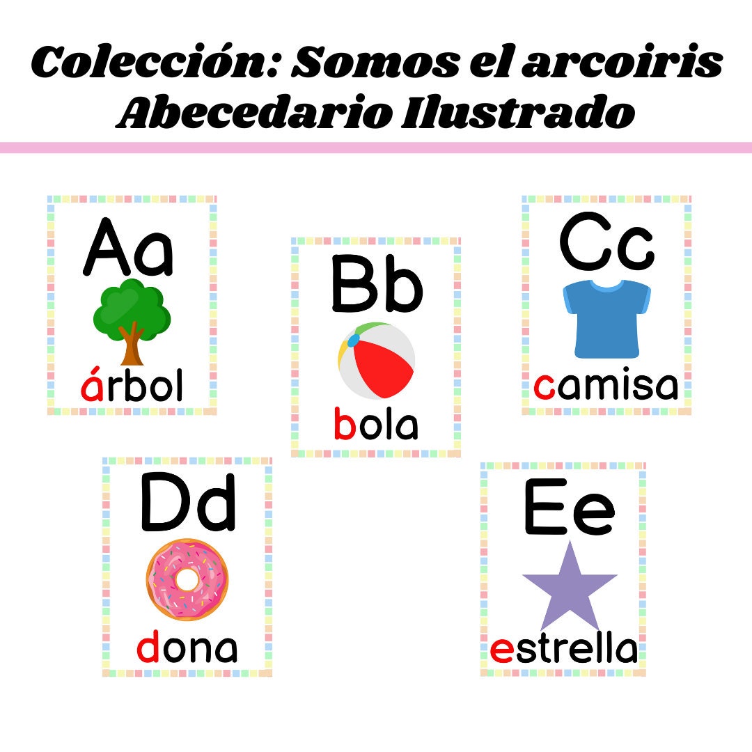 Abecedario Ilustrado Arcoiris Colores Pasteles - Etsy México