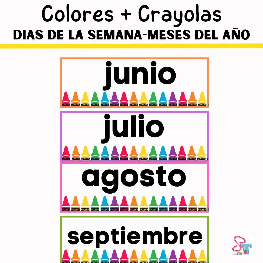 Dias de la semana y meses del año Colores + Crayolas - Etsy México