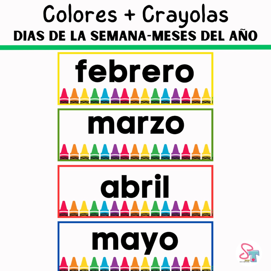 Dias de la semana y meses del año Colores + Crayolas - Etsy México