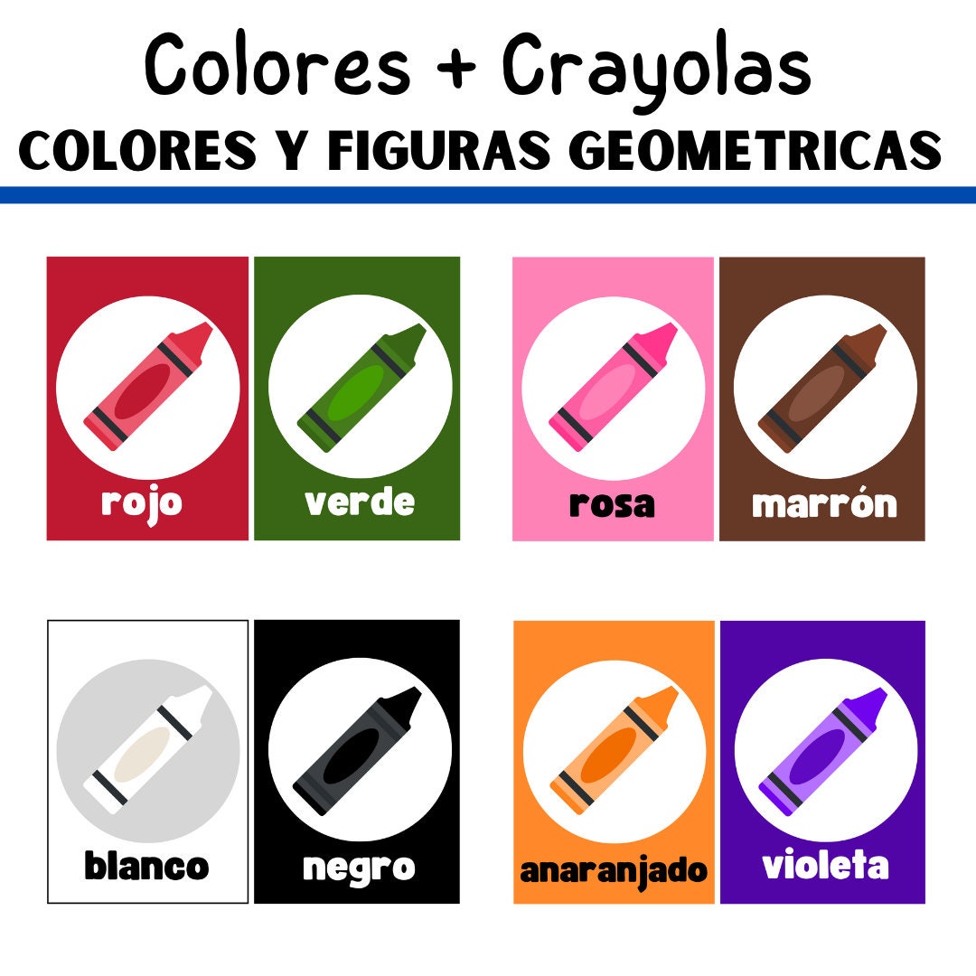 Colors and Geometric Figures in Spanish - Etsy