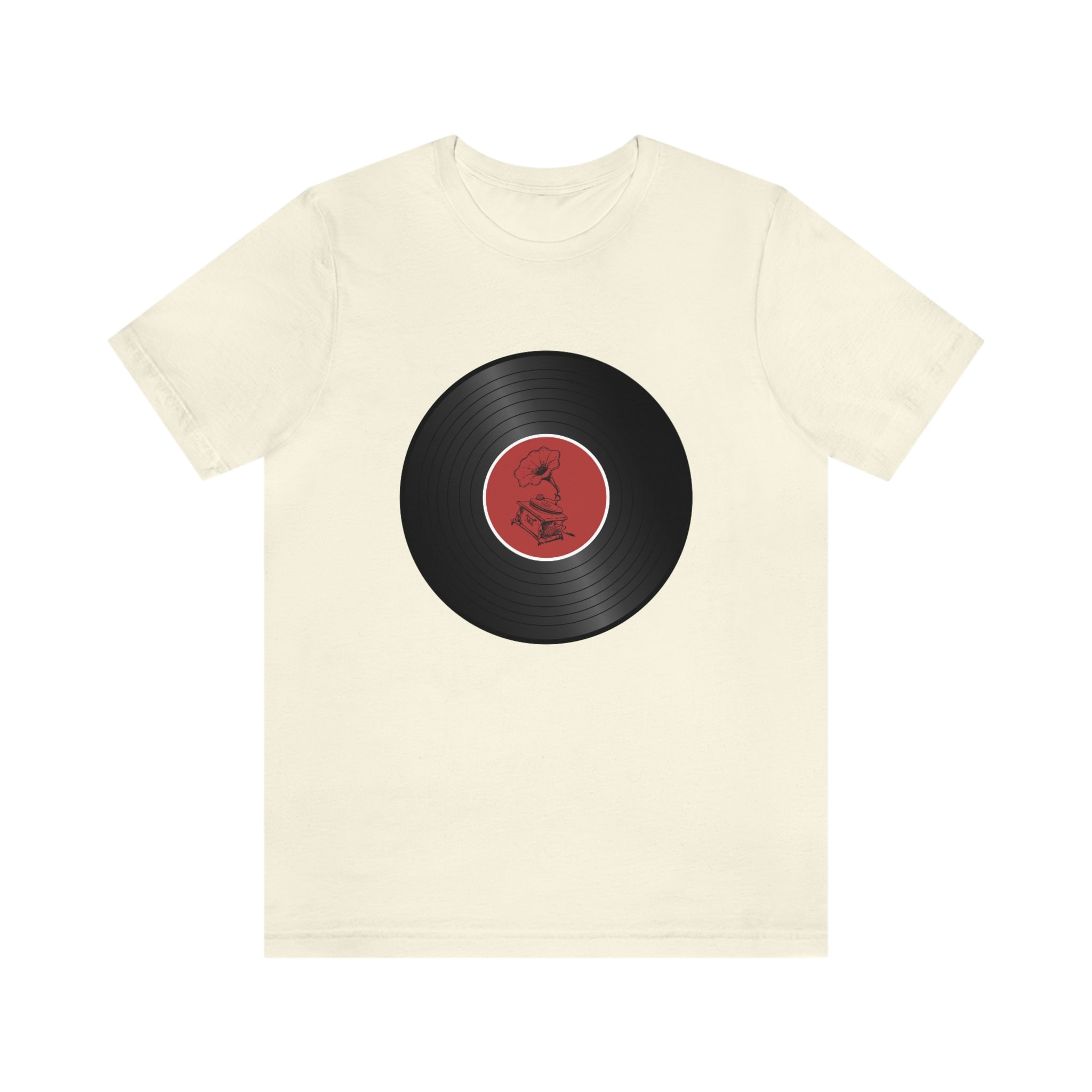 Vinyl Record Retro Gramophone Decal Tshirt, Classic Style Musical Print ...
