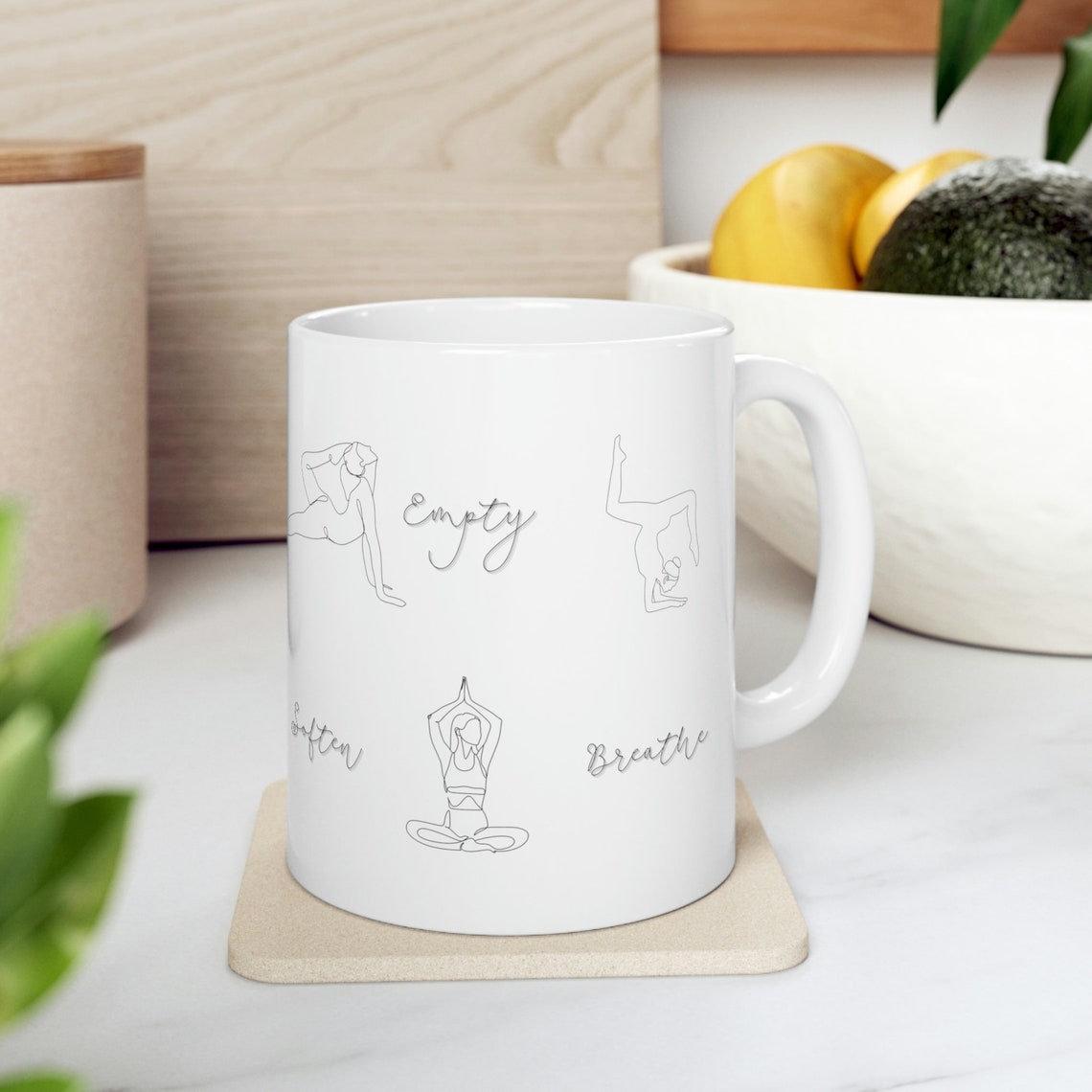 Yoga Mug Mantras and Poses, Meditation Pilates Stretch Coffee Cup, 11oz ...