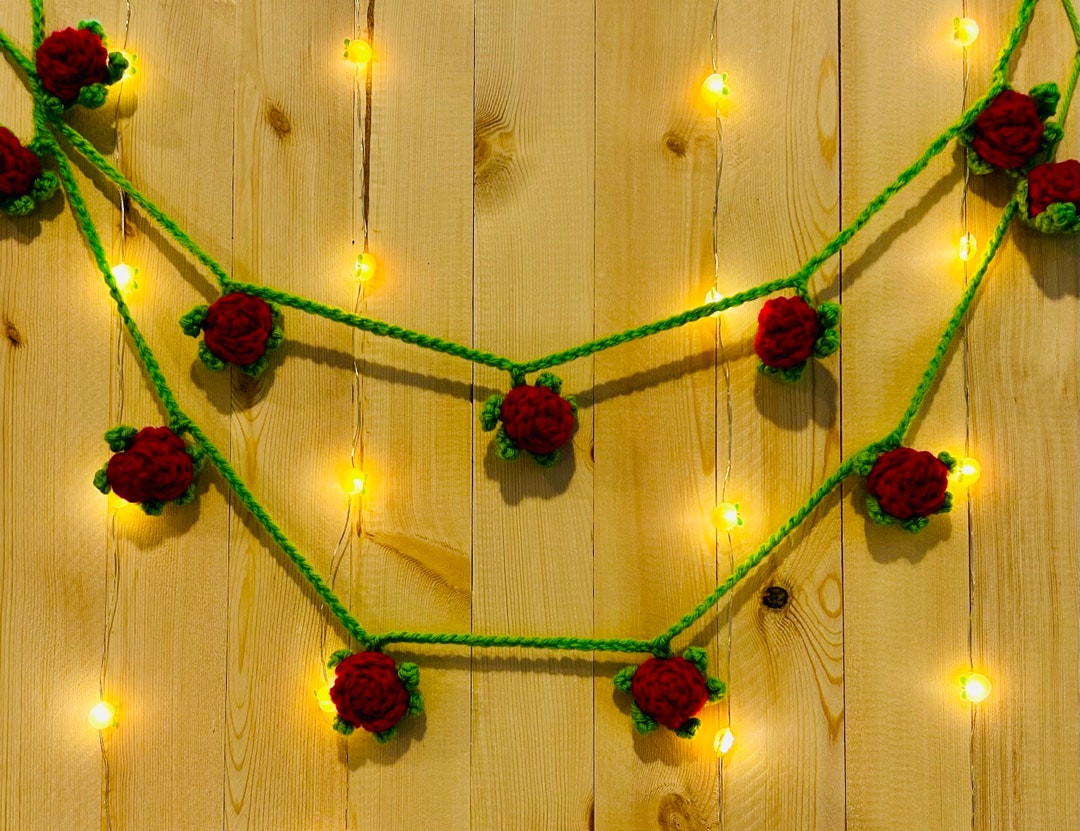 Rose Garland, Crochet Rose Garland, Flower Garland, Spring Flowers ...