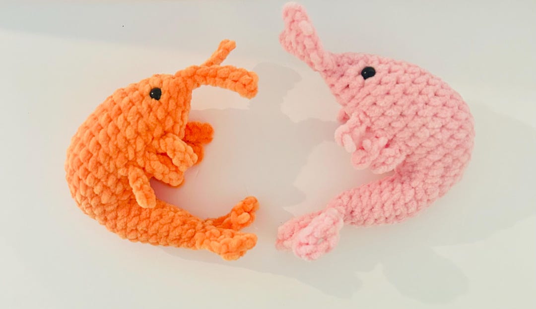 Handmade Crochet Shrimp Plush: Emotional Support Amigurumi - Etsy