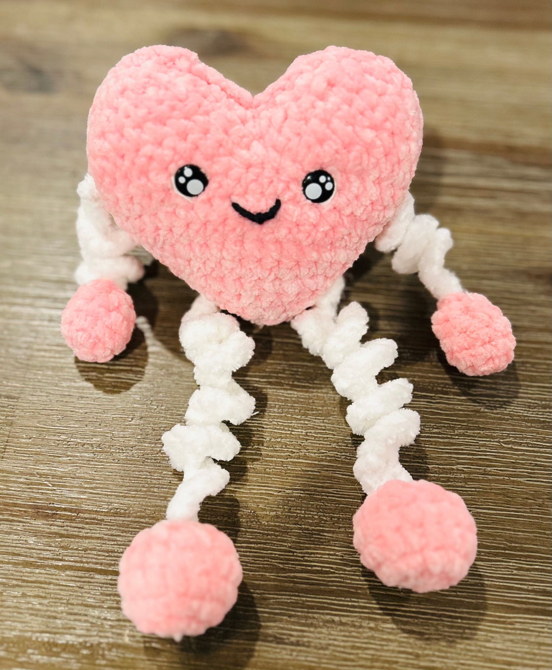 Handmade Heart Plushie, Velvet Heart Plushie, Crochet Heart Gift. Pink ...