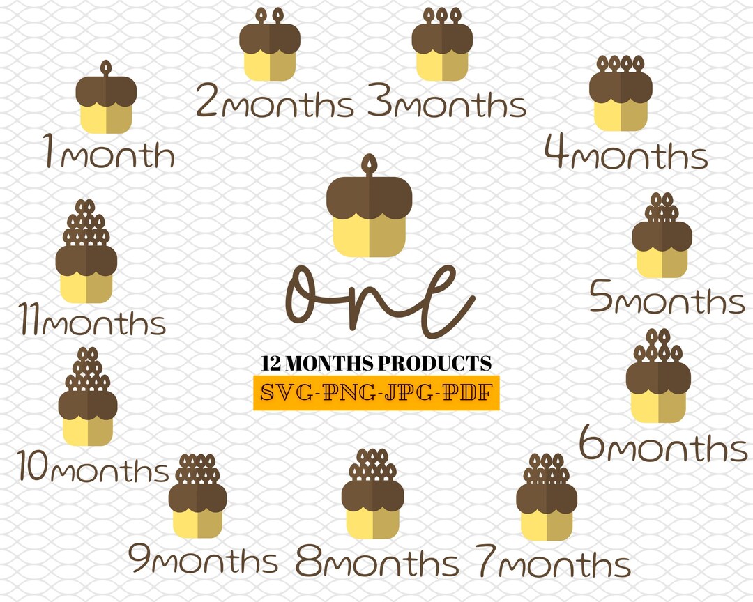 Cute Baby Months Svg Bundle, Monthly Milestone Svg, Birth Stats Svg ...