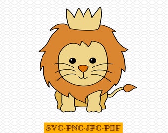 Baby Lion Cub Clip Art Nursery Decor Birthday Card Design Jungle Animal ...