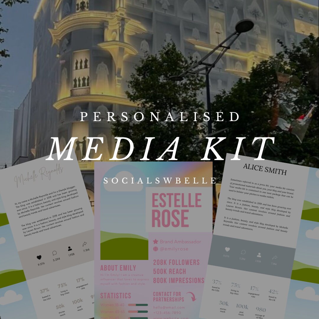 Personalised Influencer Media Kit - Social Media CV Gain Collaborations ...