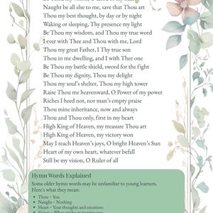 Charlotte Mason Hymn Study | "be Thou My Vision" Companion (printable ...