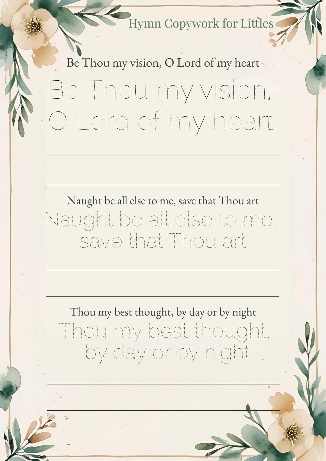 Charlotte Mason Hymn Study | "be Thou My Vision" Companion (printable ...
