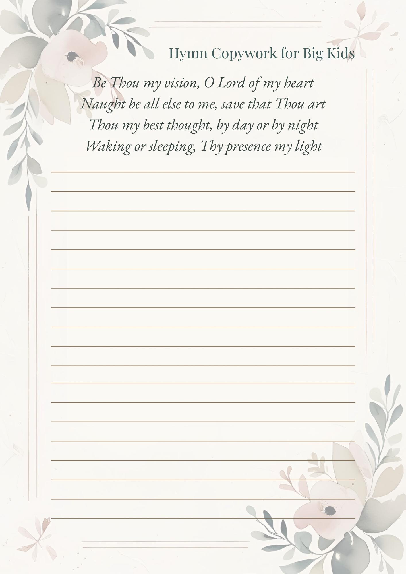 Charlotte Mason Hymn Study | "be Thou My Vision" Companion (printable ...