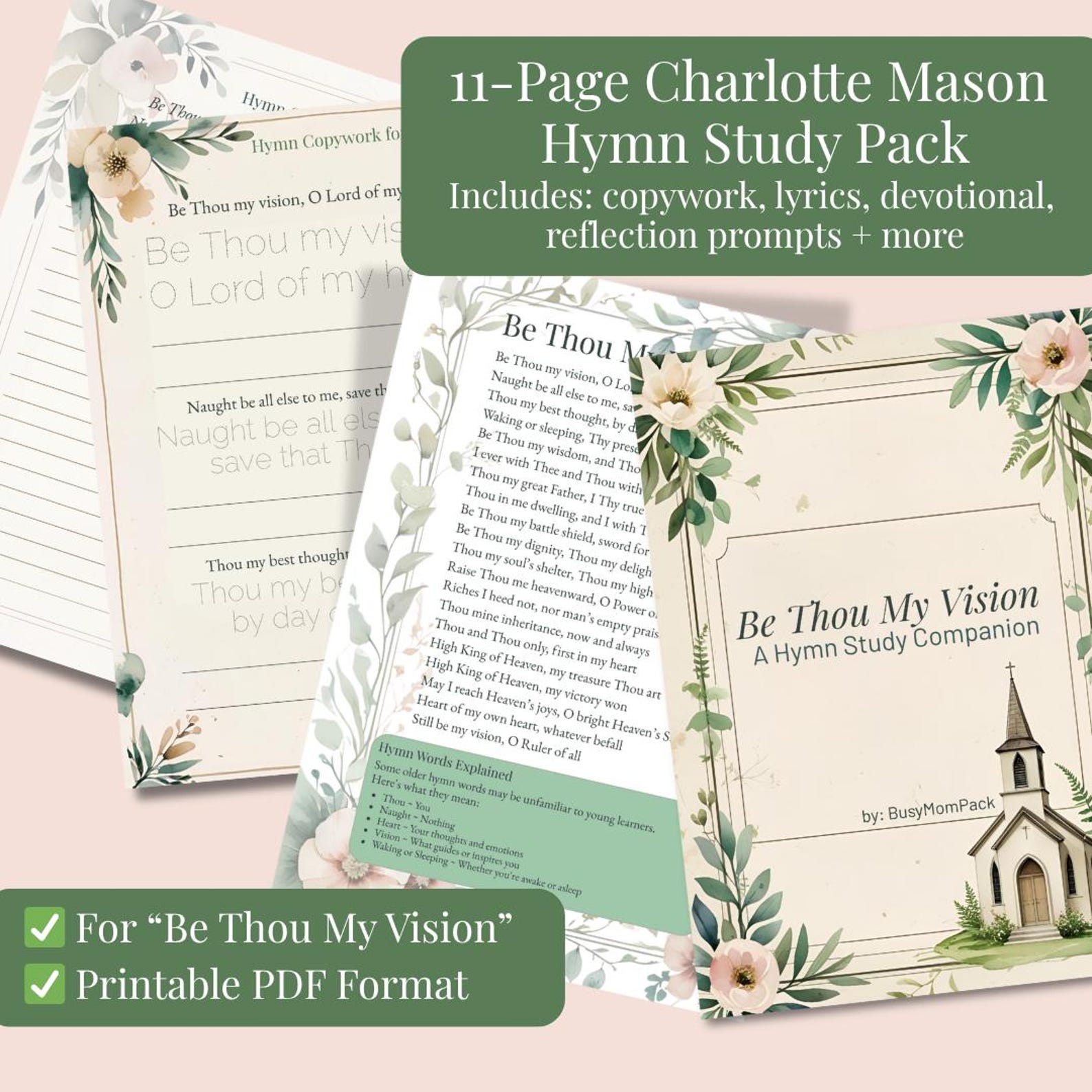 Charlotte Mason Hymn Study | "be Thou My Vision" Companion (printable ...