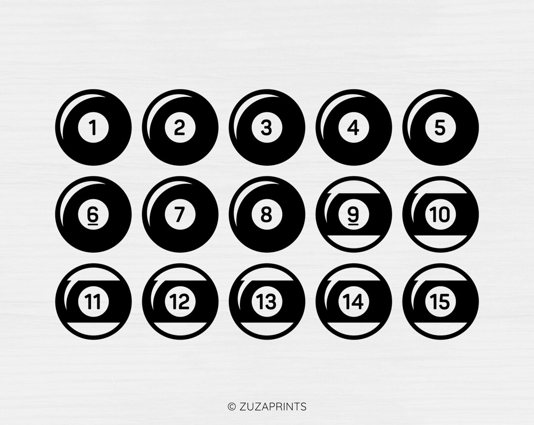 Pool Balls, Billiard Balls, Snooker Balls. Instant Download SVG, PNG ...
