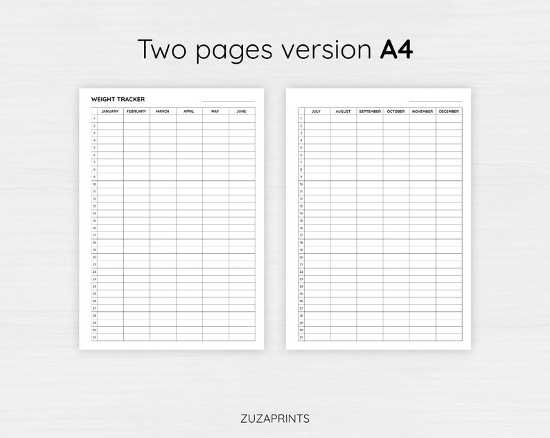 Daily Weight Tracker Printable, Weight Loss Tracker, Weight Loss ...