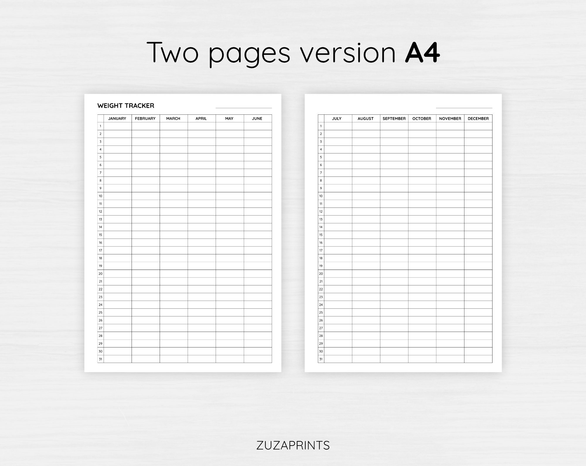 Daily Weight Tracker Printable Weight Loss Tracker Weight Loss