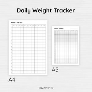 Daily Weight Tracker Printable, Weight Loss Tracker, Weight Loss Journal, A4, A5, Instant ...