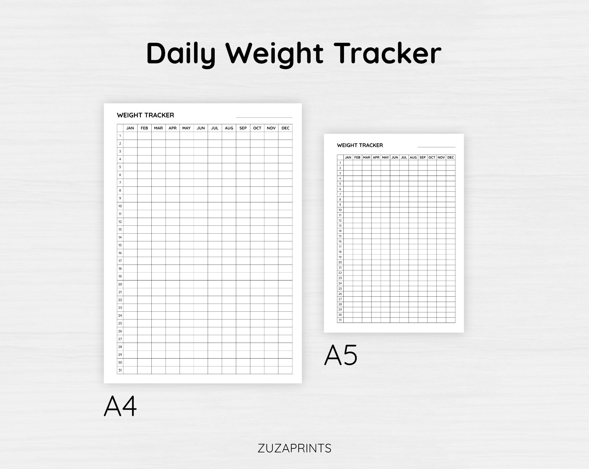Daily Weight Tracker Printable, Weight Loss Tracker, Weight Loss ...