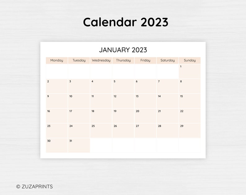 Printable 2023 Monthly Calendar 9 Different Color Variations - Etsy