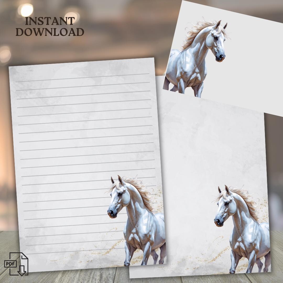 Gray Horse Stationery: Printable Equestrian Writing Set (digital ...