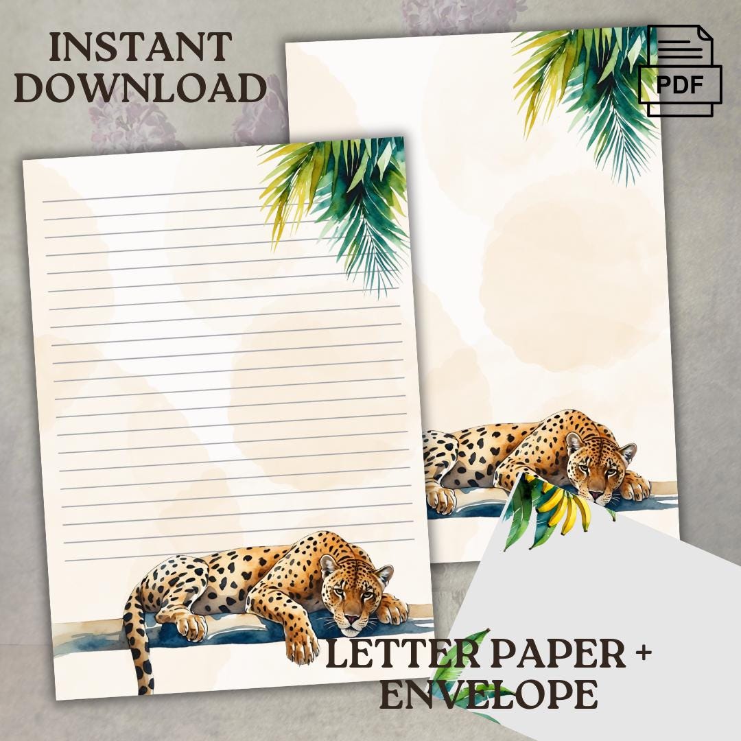 Panther Stationery: Jungle Letter Paper & Envelope (digital Download ...