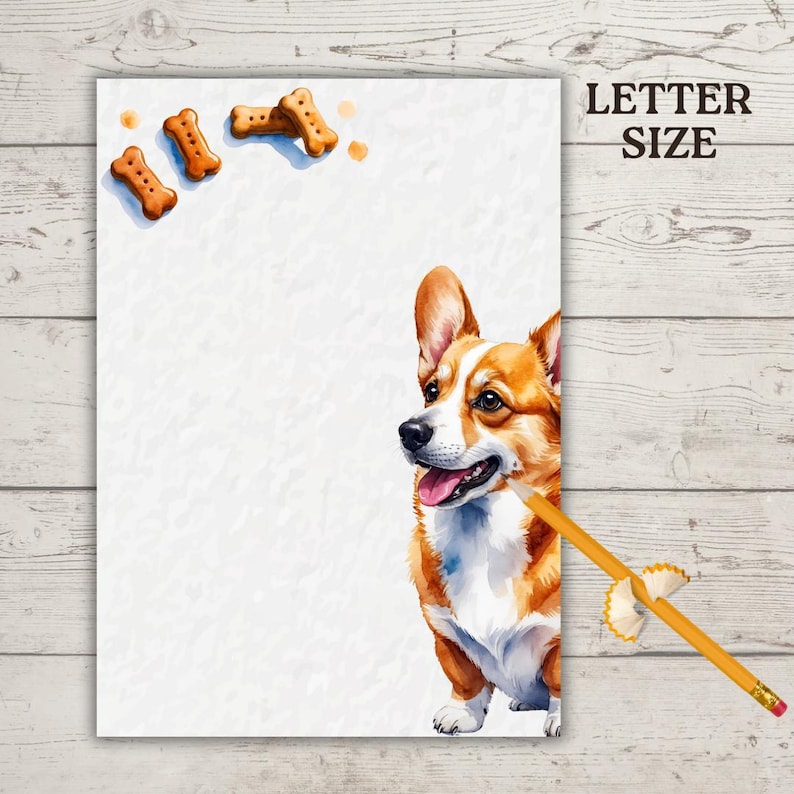 Corgi Lover Letter Paper - Cute Dog Writing Set, Printable Stationery ...