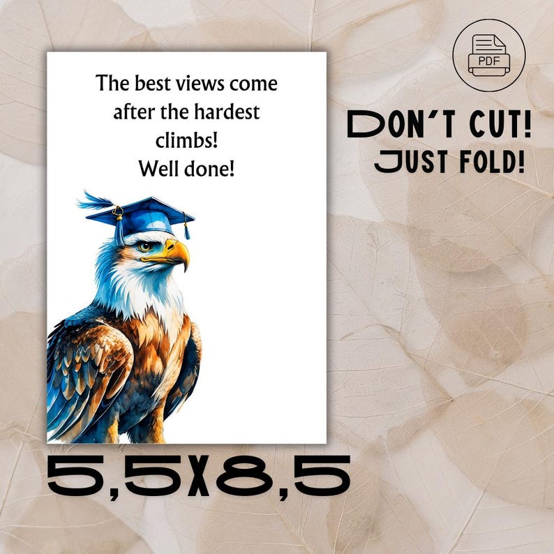 Printable Graduation Card | Eagle With Cap | Motivational Quote ...