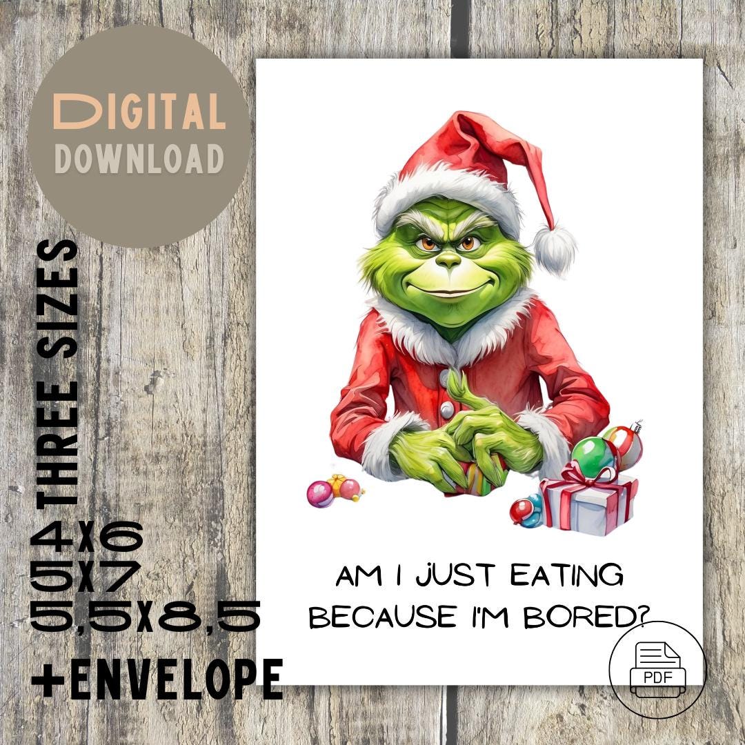 Funny Grinch Christmas Card | Digital Download | Printable Holiday ...