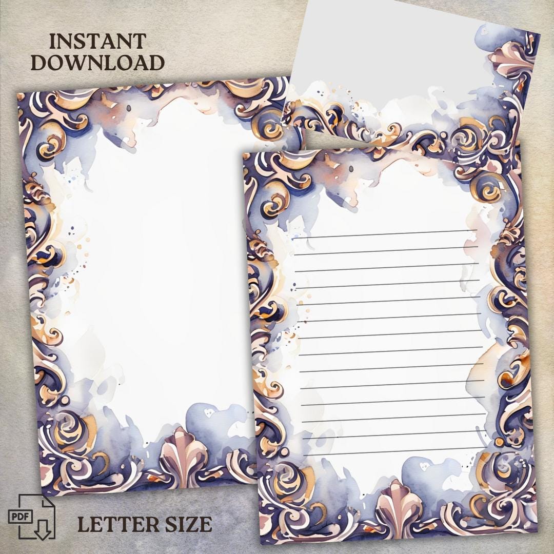 Baroque Stationery Set: Elegant Letter Writing Paper & Envelope ...