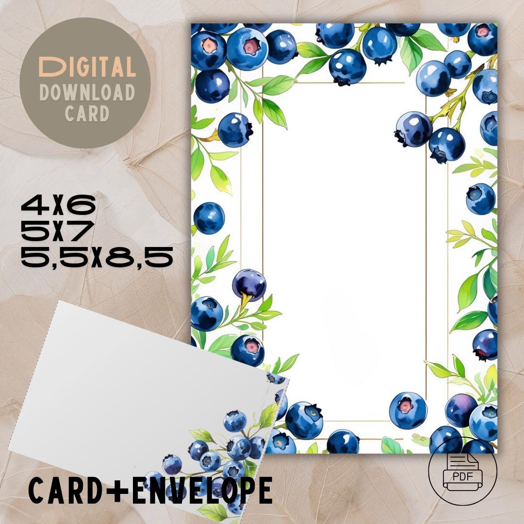 Juicy Blueberry Greeting Card, Digital Download, 4x6, 5x7, 5.5x8.5 ...