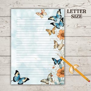 Colorful Butterfly Printable Stationery - Digital Download, US Letter ...