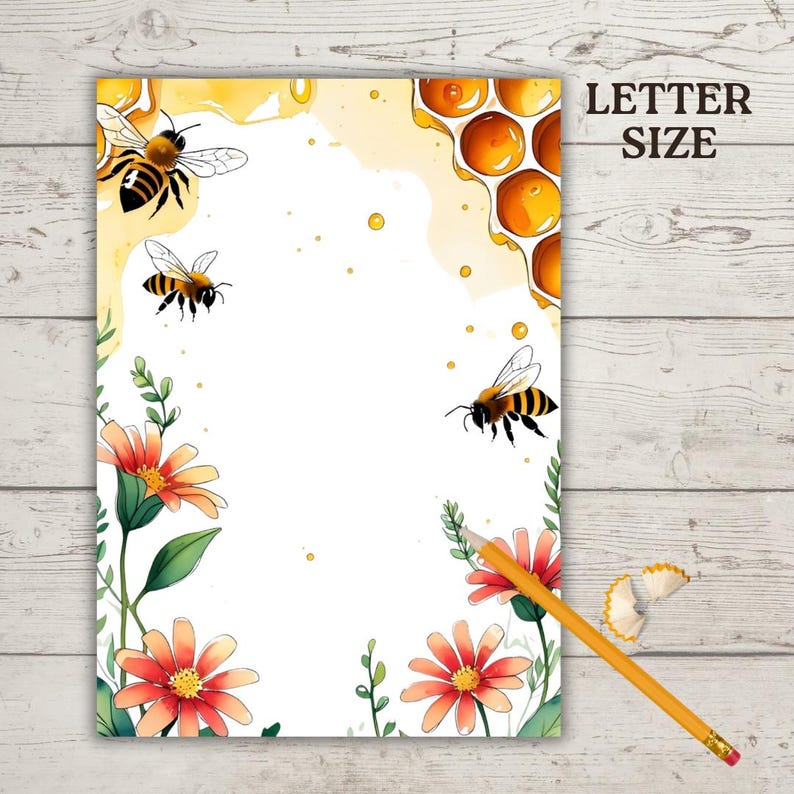 Printable Honey Bee Stationery Bundle - Digital Download for Notes and ...