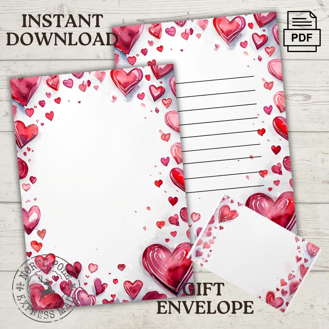 Love Valentine's Day Stationery Set - Digital Download, Elegant PDF ...