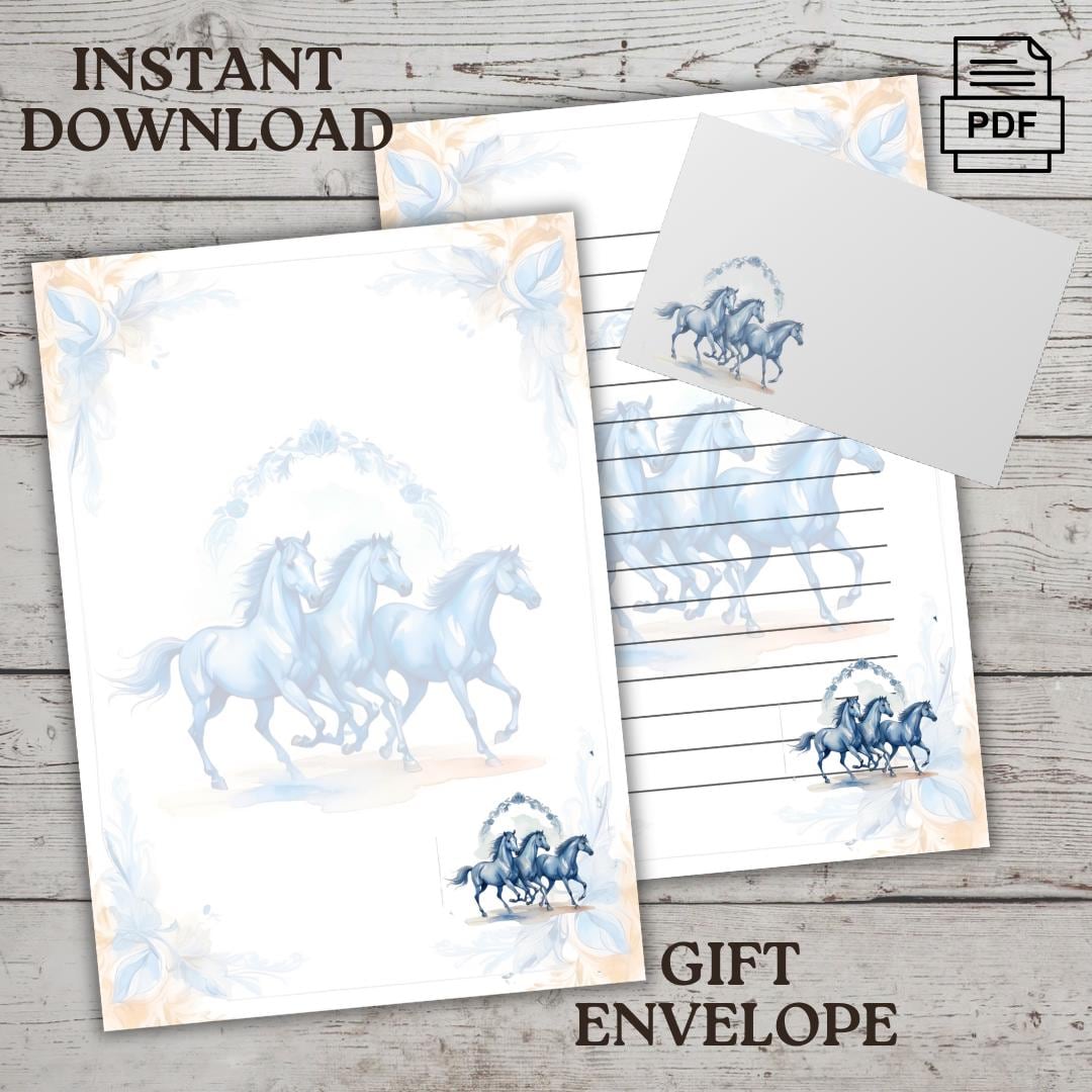 Beautiful Horses Letter Paper, Letterheads, Notes, a Stationery Set ...