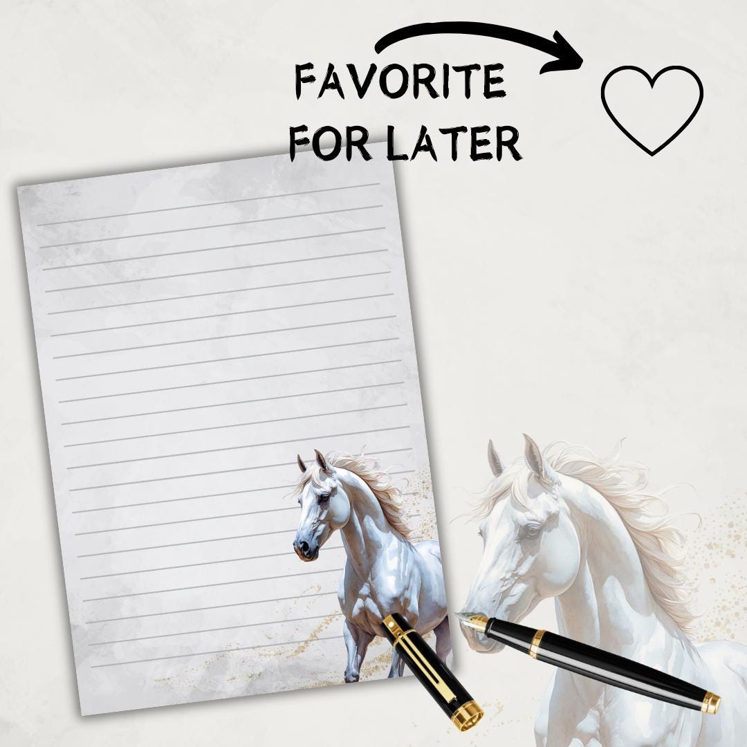 Gray Horse Stationery: Printable Equestrian Writing Set (digital ...