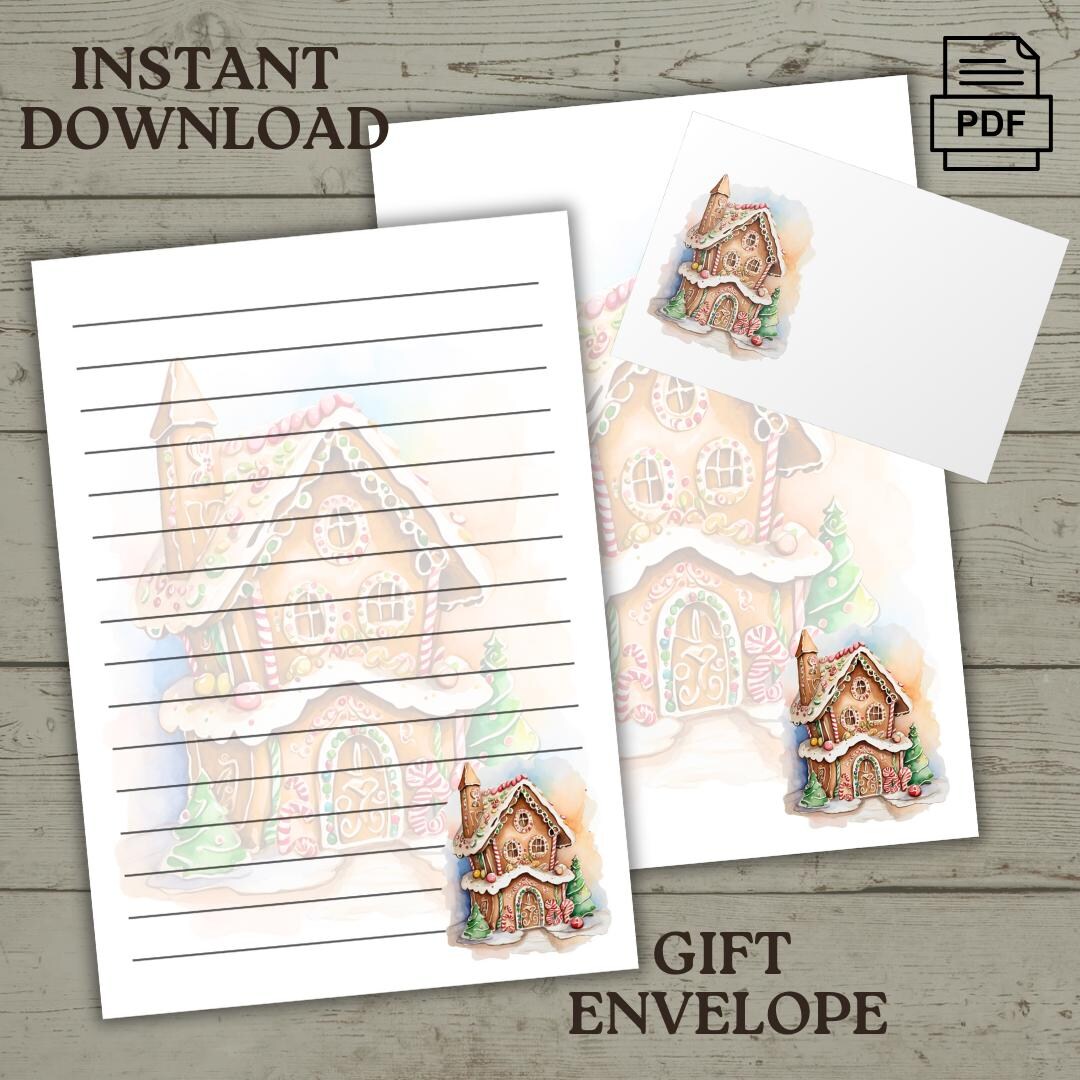 Christmas Gingerbread House Letter Stationary, Winter Feel Instant ...
