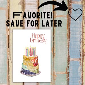 Colorful Cake Candles Printable Greeting Card, Available in 4x6, 5x7, 5 ...