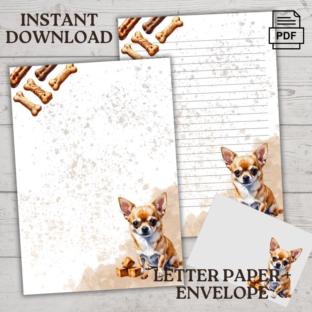 Cute Chihuahua Letter Paper Set - Printable Stationery - Dog-themed ...