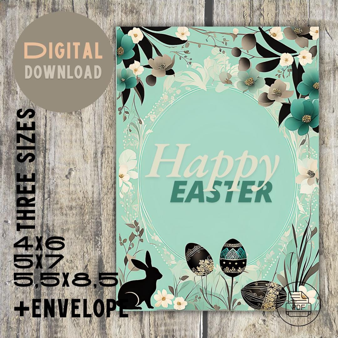 Elegant Easter Greeting - DIY Printable Card With Envelope - Print at ...