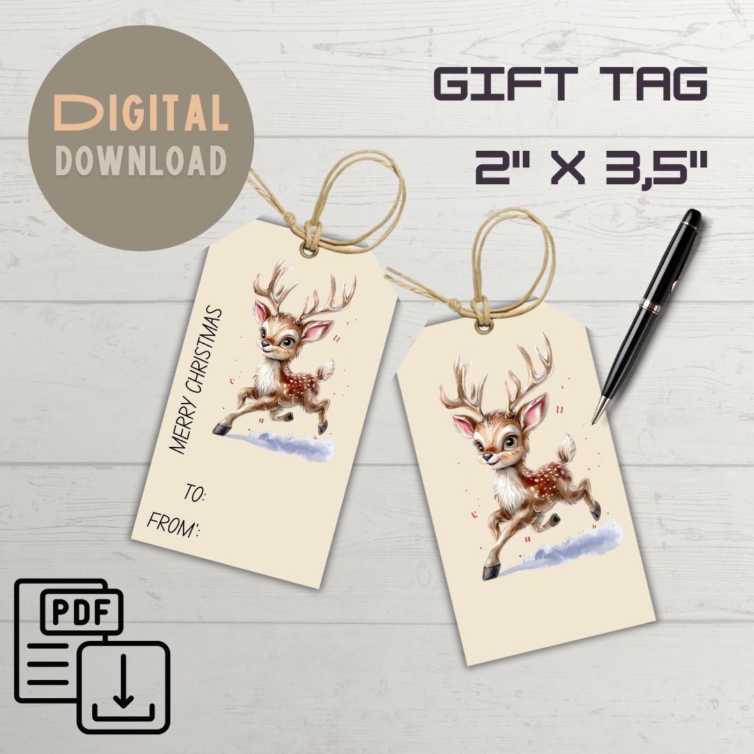 Printable Happy Christmas Tag, Instant Download, Two Options, Fill in ...