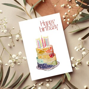 Colorful Cake Candles Printable Greeting Card, Available in 4x6, 5x7, 5 ...